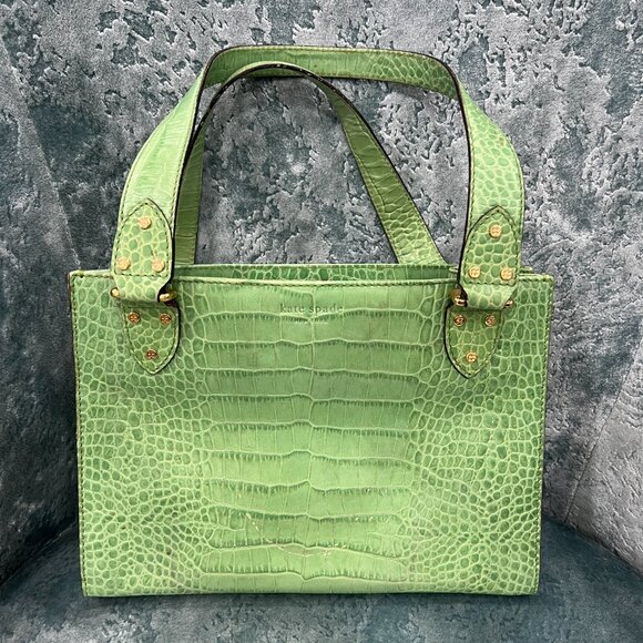 kate spade | Bags | Kate Spade Light Green Crocodile Shoulder Bag ...